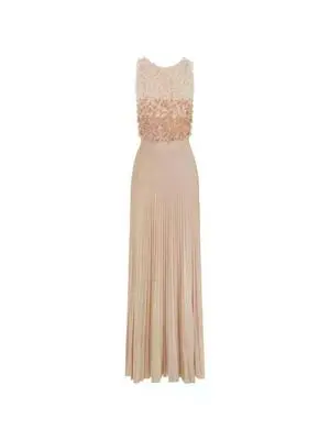Elisabetta Franchi Tulle And Lurex Jersey Evening Dress - Neutrals