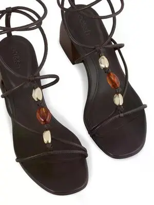 Ba&sh Caya Beaded Ankle-tie Sandals - Brown