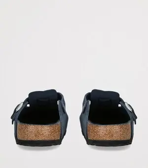 BIRKENSTOCK Suede Boston Clogs - Navy