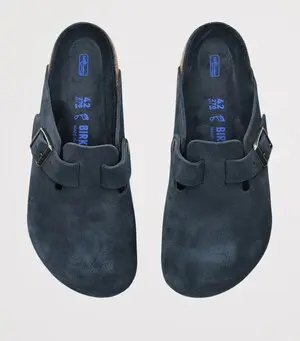 BIRKENSTOCK Suede Boston Clogs - Navy