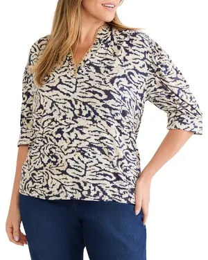 NIC+ZOE Contrast Swirl Top