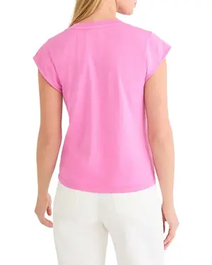 NIC+ZOE Cap Sleeve V-neck Supima Cotton Tee - Crocus