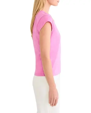 NIC+ZOE Cap Sleeve V-neck Supima Cotton Tee - Crocus