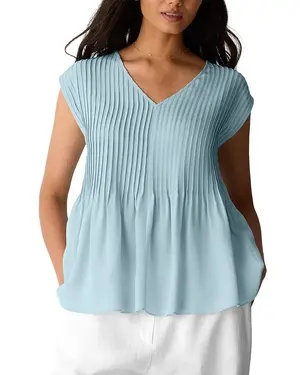 Eileen Fisher Silk Crepe De Chine V-neck Top