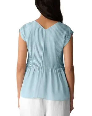 Eileen Fisher Silk Crepe De Chine V-neck Top