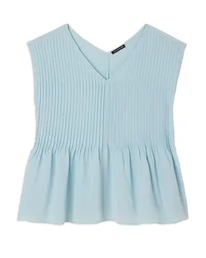 Eileen Fisher Silk Crepe De Chine V-neck Top