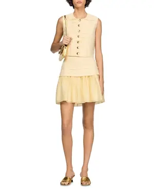 Sandro Pleated Cropped Top - Vanilla