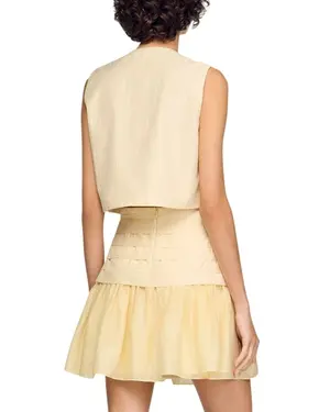 Sandro Pleated Cropped Top - Vanilla