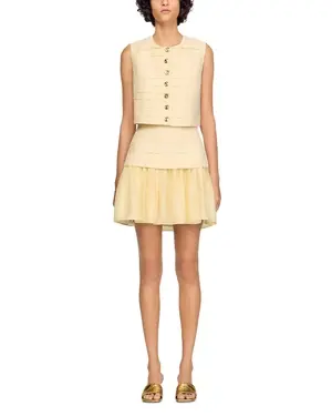 Sandro Pleated Cropped Top - Vanilla