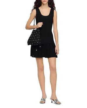 Sandro Soane Studded Net Mesh Bucket Bag