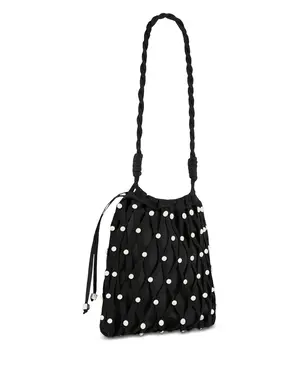 Sandro Soane Studded Net Mesh Bucket Bag