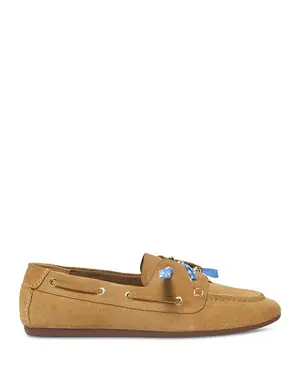 Maje Suede Boat Shoe Loafers - Camel