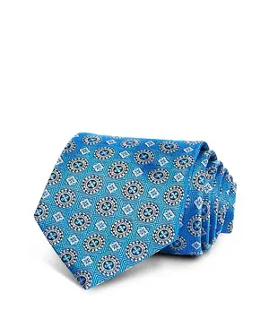 David Donahue Silk Classic Medallion Necktie - Blue