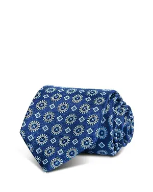 David Donahue Silk Classic Medallion Necktie - Navy