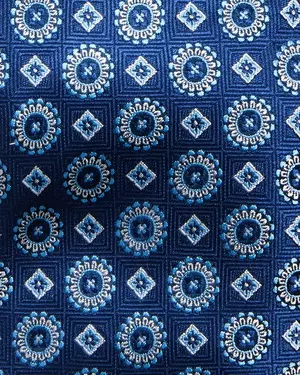 David Donahue Silk Classic Medallion Necktie - Navy