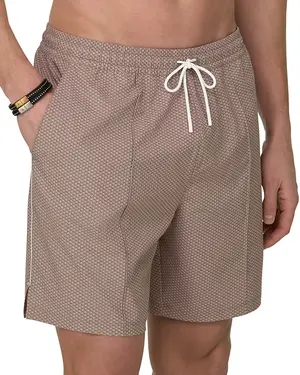 Boggi Milano Regular Fit Logo Print Swim Shorts - Mud
