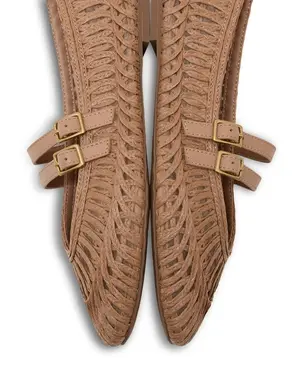 REISS Jute Leather Ballet Flats - Neutral