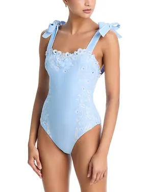 Simkhai Laurie Embroidered One Piece Swimsuit - Tidepool Multi