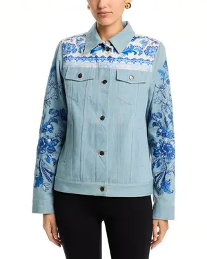 Johnny Was Embroidered Denim Jacket
