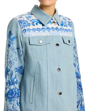 Johnny Was Embroidered Denim Jacket
