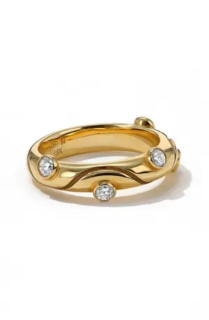 MARK HENRY Mark Henry Riva Crest Ring In 18k Gold With Emeralds