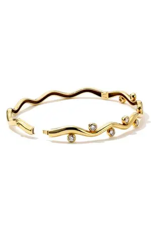 MARK HENRY 18k Gold Wavy Bangle - Diamond