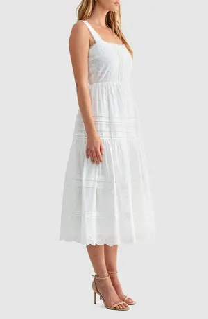 QUINCY MAE Embroidered Cotton Fit & Flare Midi Sundress