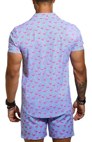 MACEOO Beachflamingo Cotton Camp Shirt