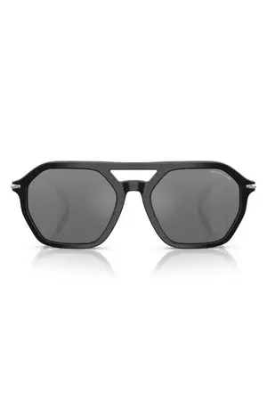Michael Kors 57mm Pilot Sunglasses Black/silver Flash Gradient