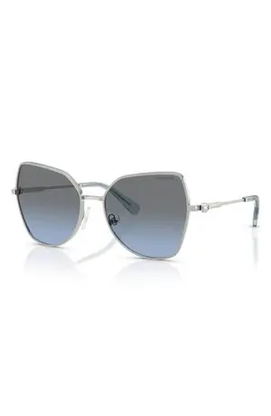 SWAROVSKI 58mm Butterfly Sunglasses - Silver/blue Gradient Grey