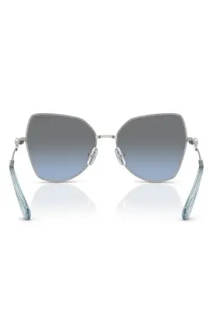 SWAROVSKI 58mm Butterfly Sunglasses - Silver/blue Gradient Grey
