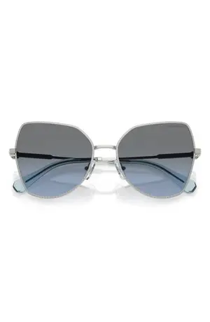 SWAROVSKI 58mm Butterfly Sunglasses - Silver/blue Gradient Grey
