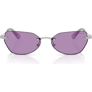 SWAROVSKI 58mm Irregular Sunglasses - Silver/violet