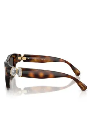 SWAROVSKI 50mm Square Sunglasses - Havana/dark Grey