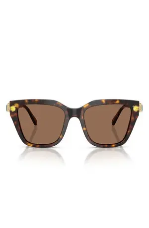 SWAROVSKI 53mm Irregular Sunglasses - Havana/dark Brown