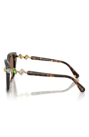 SWAROVSKI 53mm Irregular Sunglasses - Havana/dark Brown