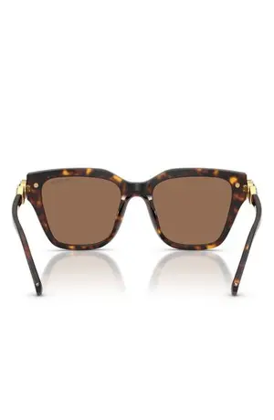 SWAROVSKI 53mm Irregular Sunglasses - Havana/dark Brown