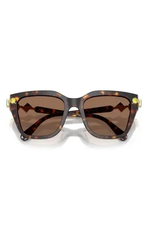 SWAROVSKI 53mm Irregular Sunglasses - Havana/dark Brown