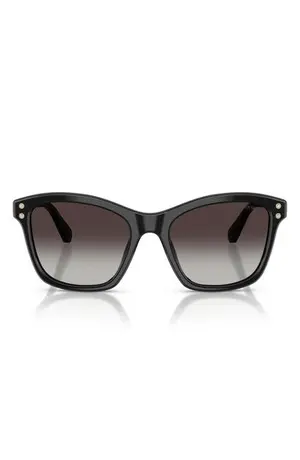 SWAROVSKI 54mm Embellished Square Sunglasses - Black/gradient Grey