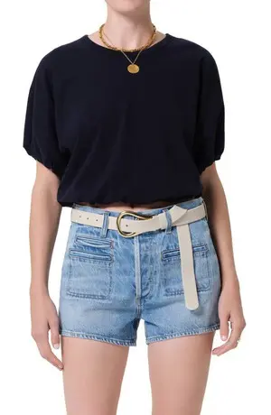 Citizens Of Humanity Gia Bubble Crop Top - Navy