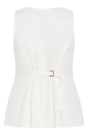 City Chic Devienne Linen Blend Vest - Ivory