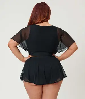 Unique Vintage Flutter Sleeve Swim Top