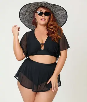 Unique Vintage Flutter Sleeve Swim Top