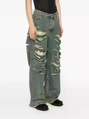 424 Ripped Wide Leg Jeans