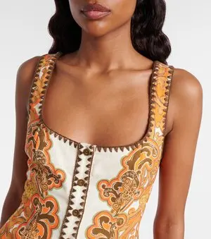ALEMAIS Printed Linen And Cotton Minidress