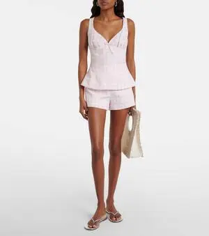 Faithfull The Brand Leora Gingham Linen Shorts - Pink