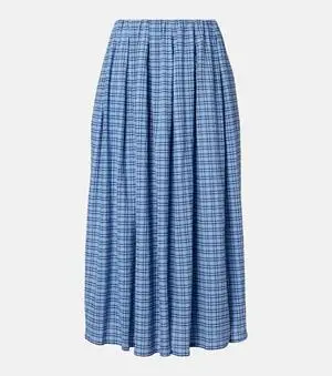 Faithfull The Brand Agora Checked Cotton Midi Skirt