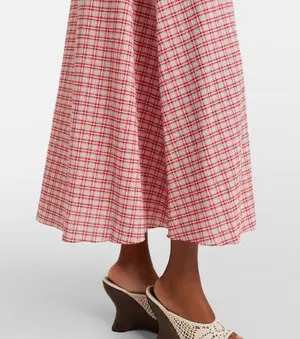 Faithfull The Brand Eudora Checked Cotton Midi Dress
