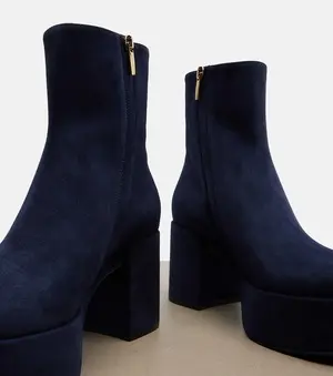 GIANVITO ROSSI Sally Suede Platform Ankle Boots - Blue