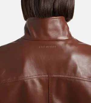 Balenciaga Cropped Oversized Leather Jacket
